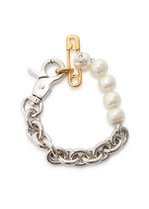 VIVIENNE WESTWOOD Claude Pearl And Chain Bracelet - Silver