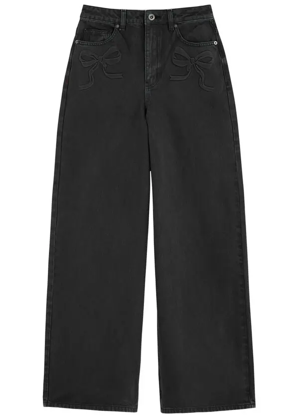SELF-PORTRAIT Bow-embossed Wide-leg Jeans