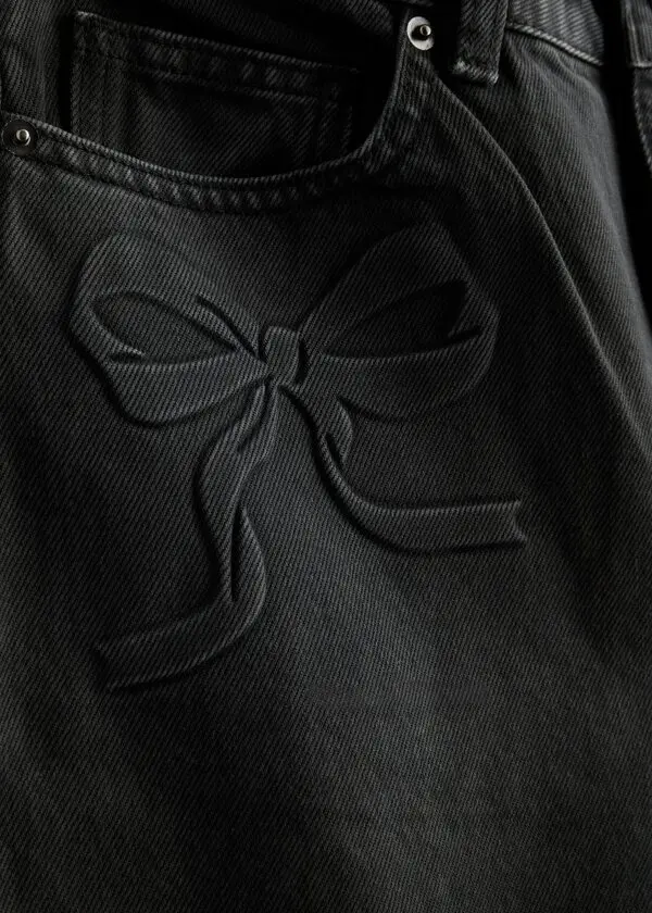 SELF-PORTRAIT Bow-embossed Wide-leg Jeans