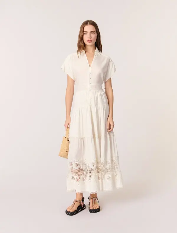 Maje Viscose Embroidered Maxi Dress