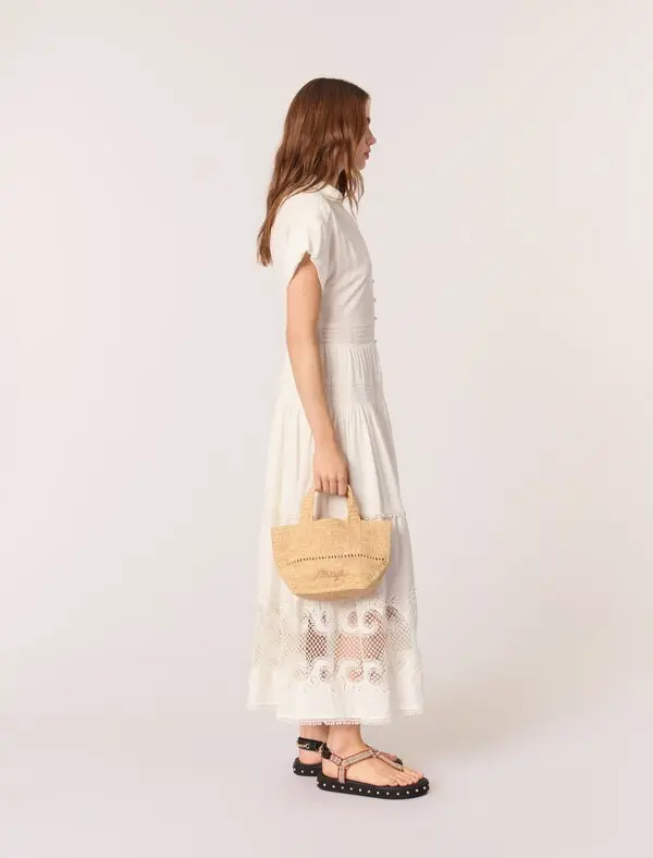 Maje Viscose Embroidered Maxi Dress