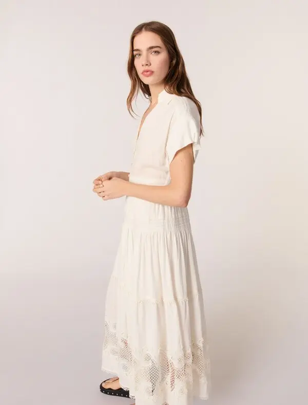 Maje Viscose Embroidered Maxi Dress