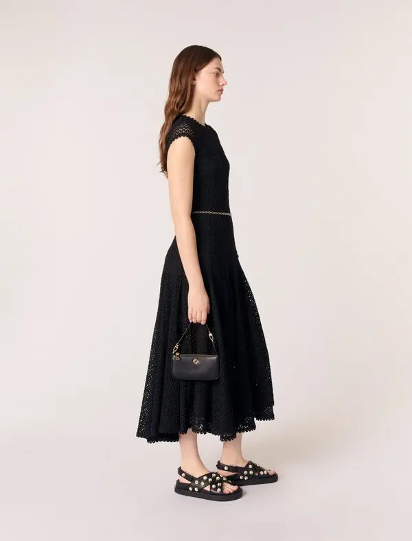 Maje Crochet Knit Maxi Dress - Black | Editorialist