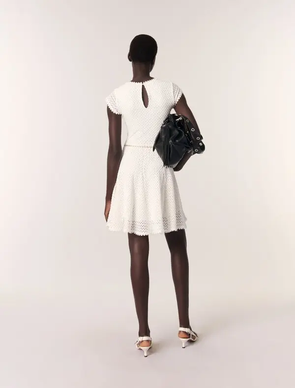 Maje Mini Crochet Dress With Belt