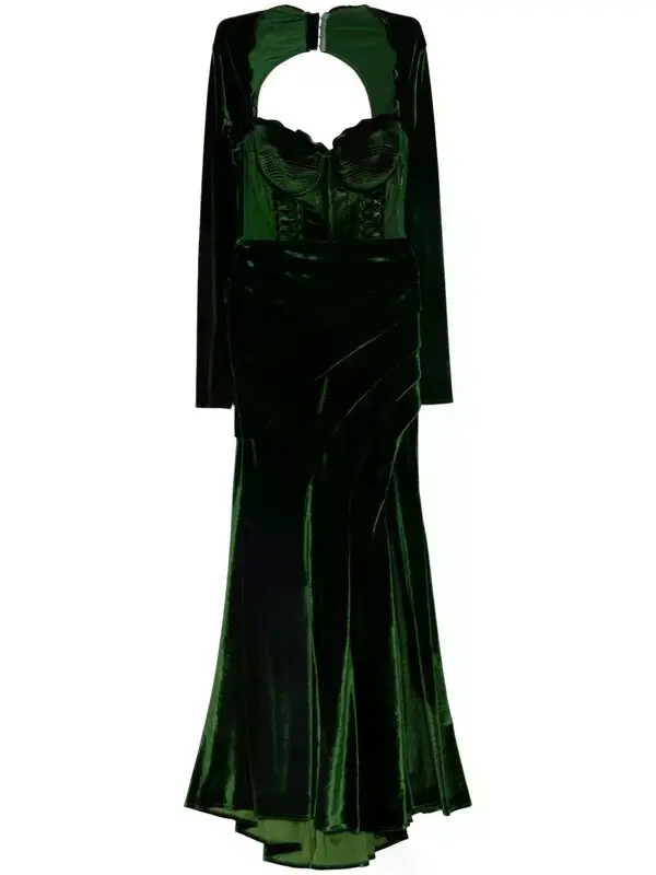 Zeena Zaki Velvet Dress In Green - 31% Off | Editorialist