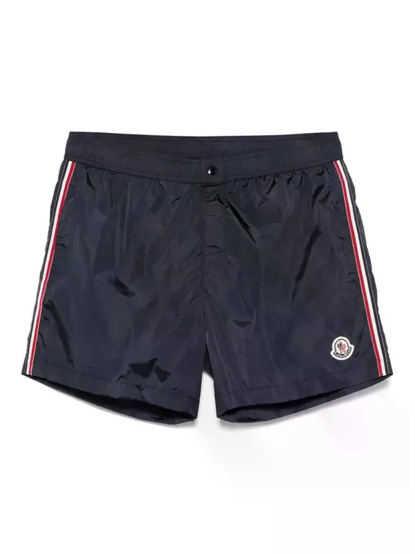 Moncler Striped-detail Swim Shorts - Blue