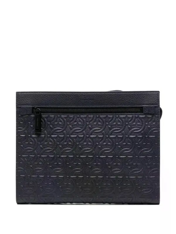FERRAGAMO Gancini Embossed Clutch - Blue