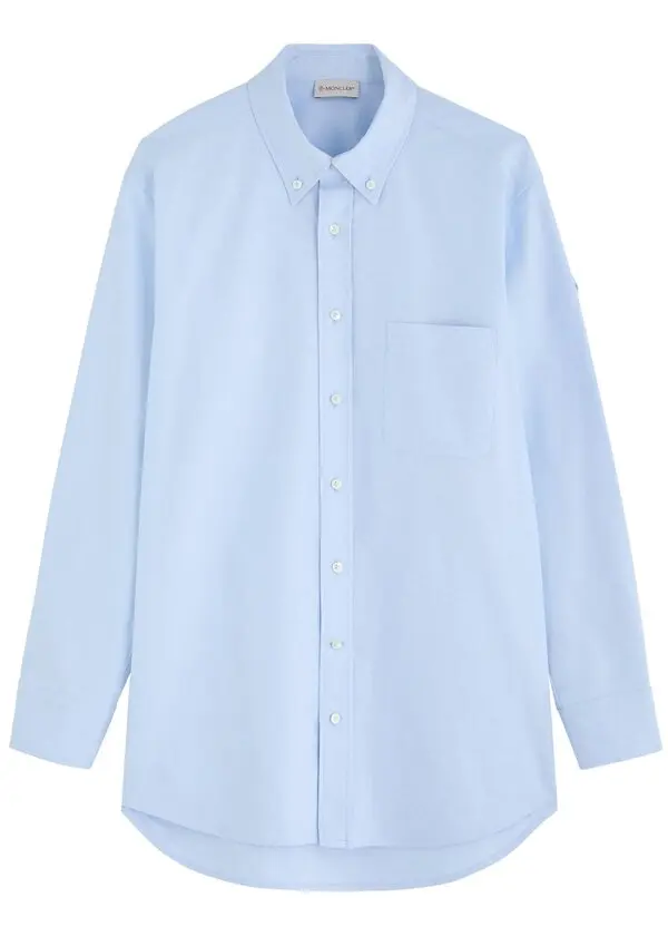Moncler Logo-appliquéd Cotton Shirt - Blue
