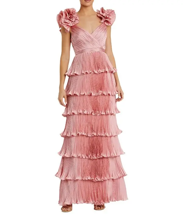 open lace back dress Green Ruffle Tiered Chiffon Floral Dress