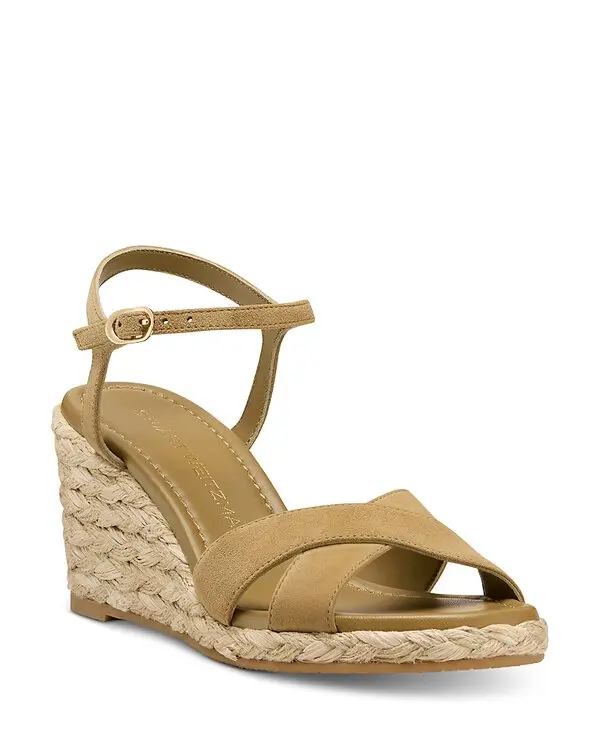 STUART WEITZMAN Dayna Espadrille Wedge Sandals - Golden Olive/natural