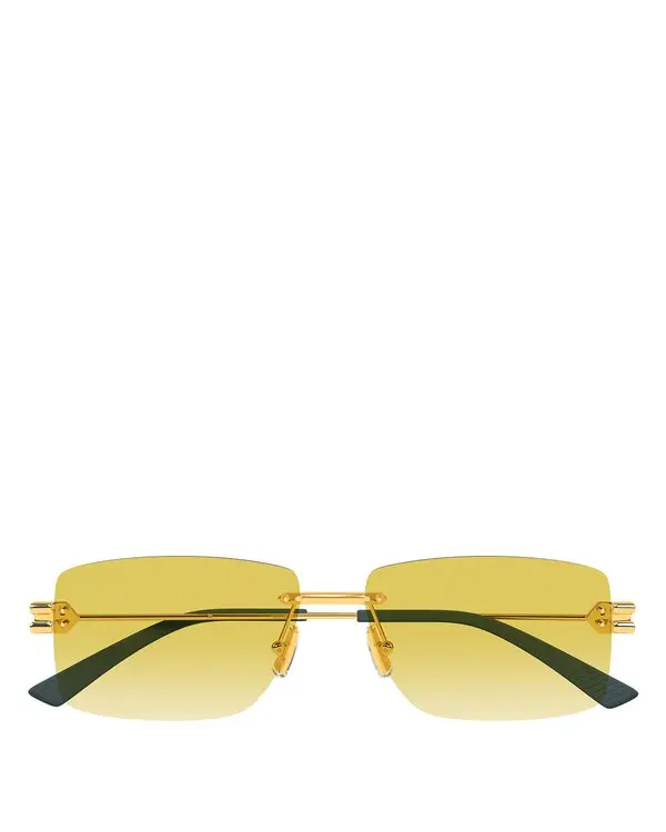 Bottega Veneta Lock Rectangle 58mm Sunglasses - Gold