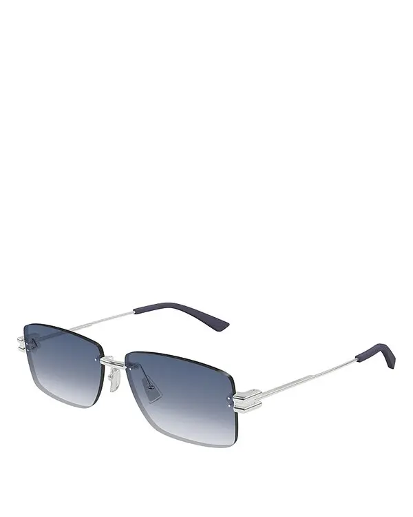 Bottega Veneta Lock Rectangle Sunglasses - Silver