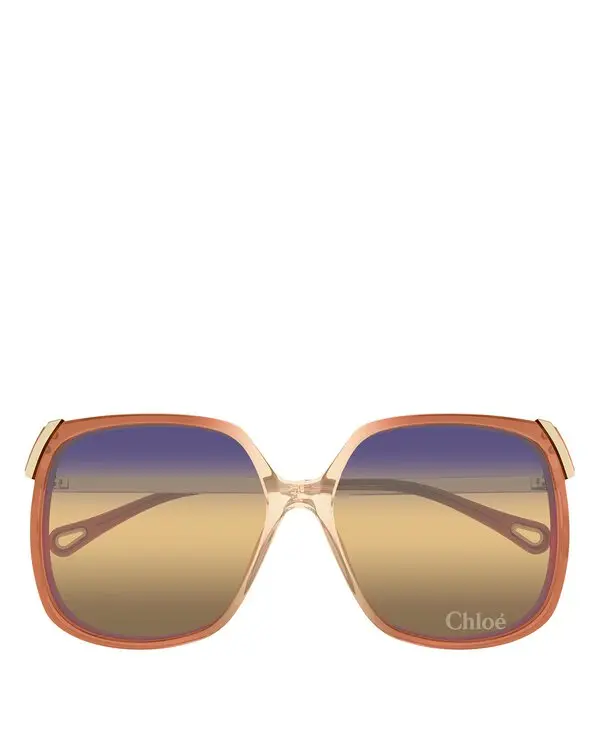 Chloé Aly Combi Square Sunglasses, 60mm - Orange
