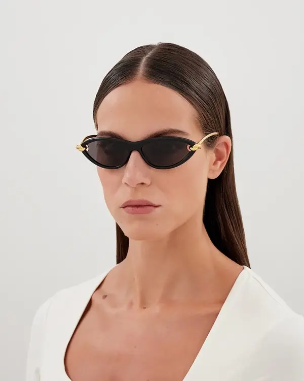 Bottega Veneta Knot Cat Eye Sunglasses, 56mm - Black