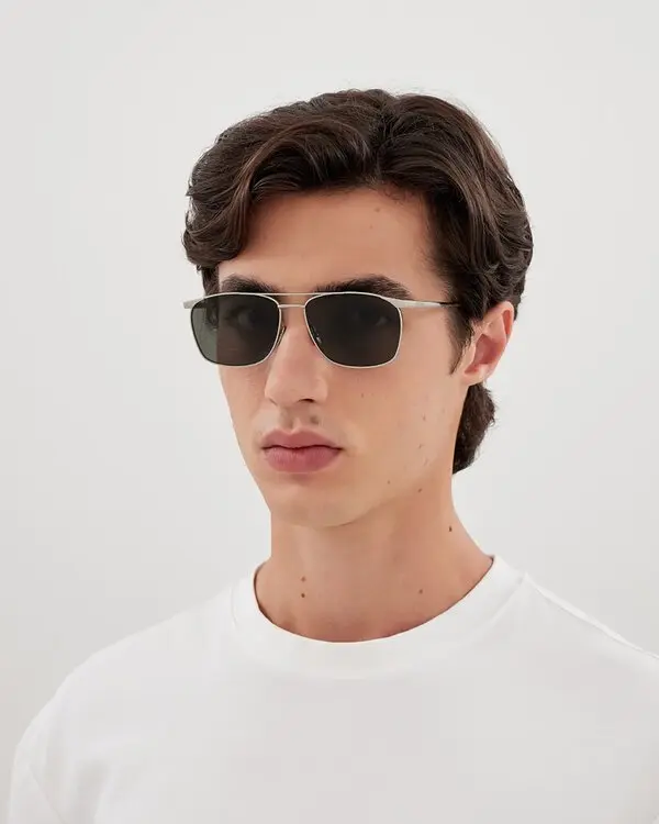 Saint Laurent Vincent Navigator Sunglasses - Silver