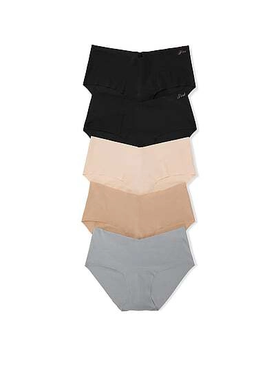 Pink 5-pack No-show Hiphugger Panties - Print