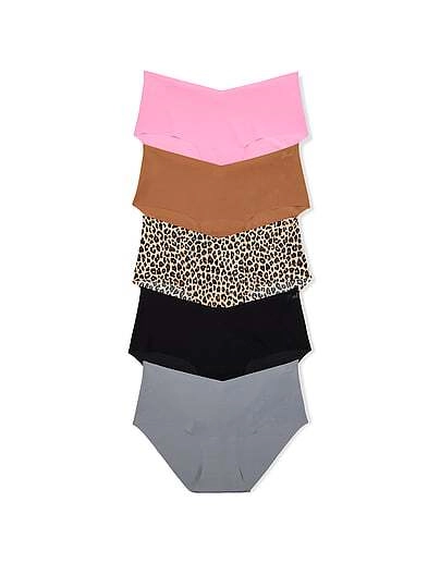 Pink 5-pack No-show Hiphugger Panties - Print