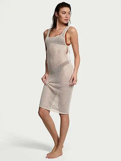 Victoria's Secret Swim Beachwear Crochet Midi Dress - Beige