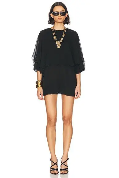 Saint Laurent Halterneck Backless Silk Romper - Noir