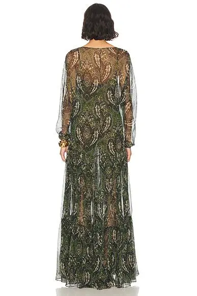 Saint Laurent Long Sleeve Maxi Dress