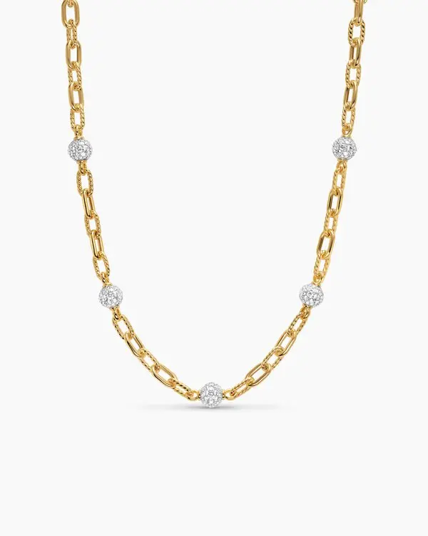 David Yurman Dy Madison Pavé Bead Chain Necklace - Diamond