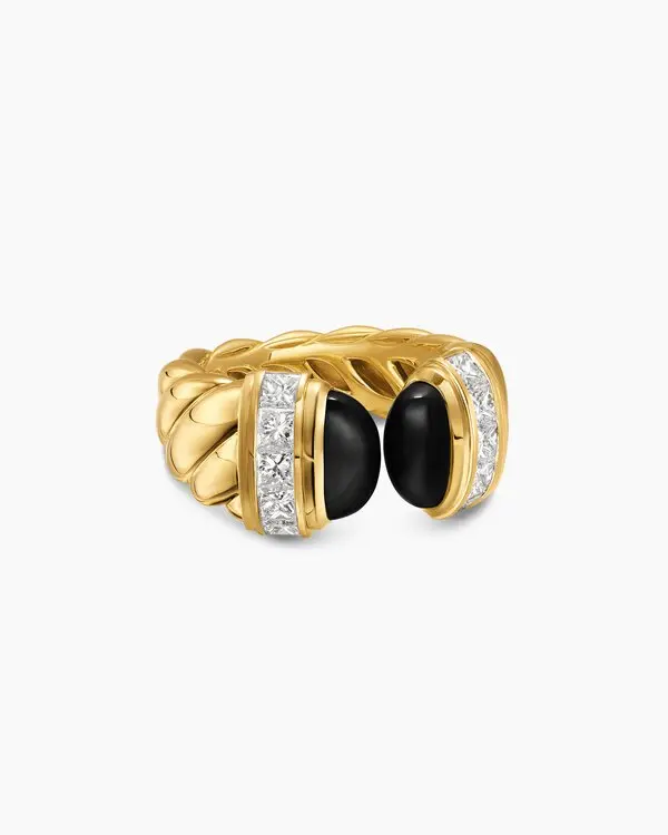 David Yurman Sculpted Cable Cocktail Ring With And Diamonds - Black Onyx