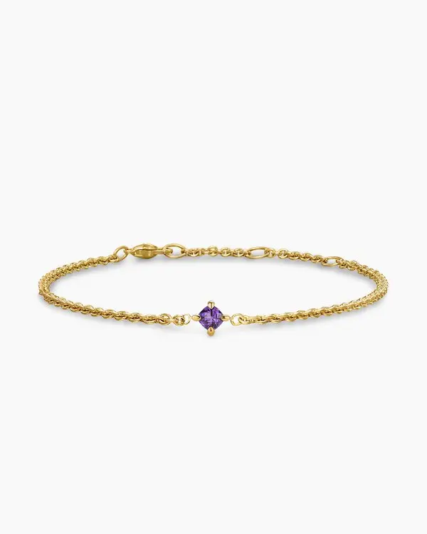 David Yurman 18k Yellow Gold Micro Chatelaine® Chain Bracelet - Amethyst