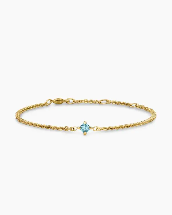 David Yurman 18k Yellow Gold Micro Chatelaine® Chain Bracelet - Aquamarine
