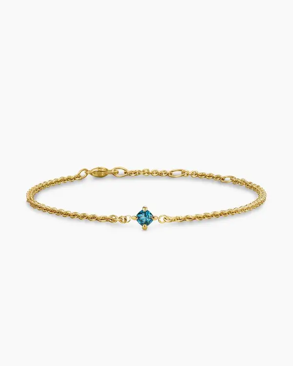 David Yurman 18k Yellow Gold Micro Chatelaine® Chain Bracelet - Hampton Blue Topaz