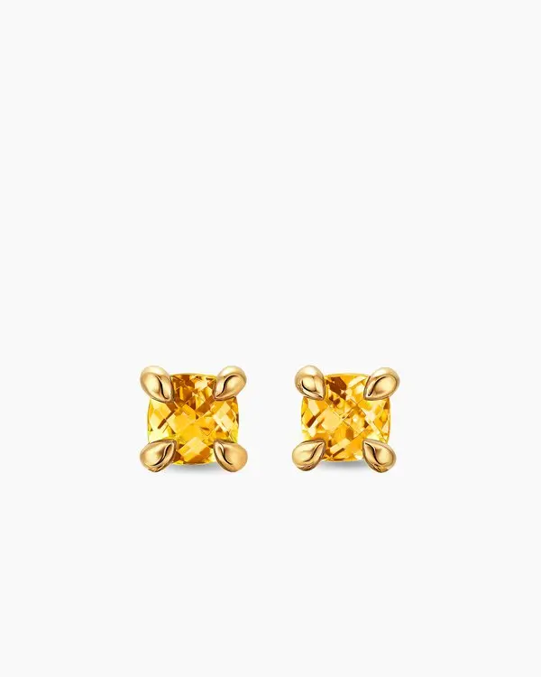 David Yurman Micro Chatelaine® Stud Earrings In 18k Yellow Gold - Citrine
