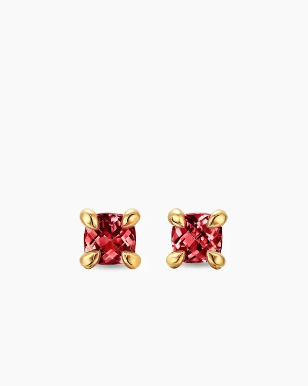 David Yurman Micro Chatelaine® Stud Earrings In 18k Yellow Gold - Garnet