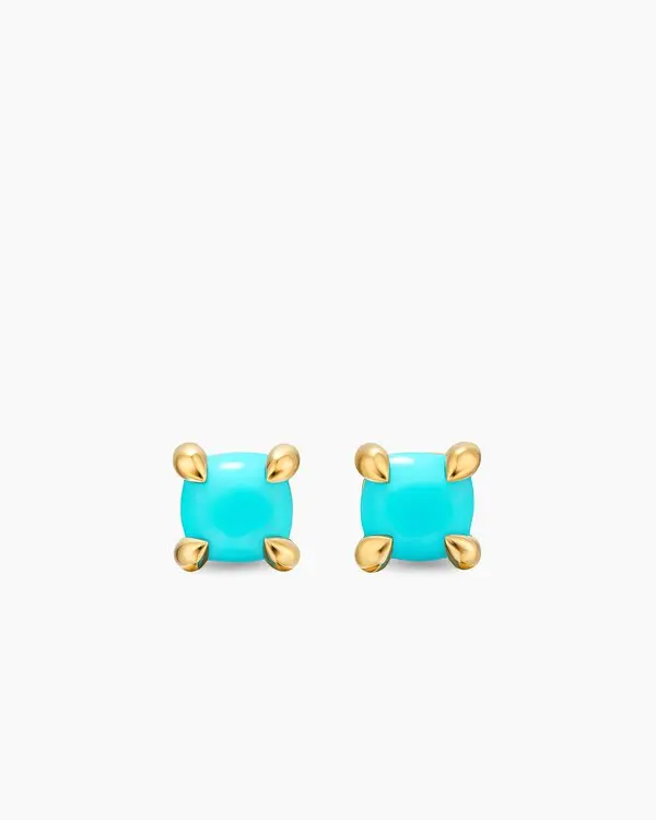 David Yurman Micro Chatelaine® Stud Earrings In 18k Yellow Gold - Turquoise