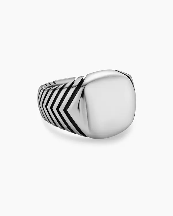 David Yurman Chevron Signet Ring - All Sterling Silver