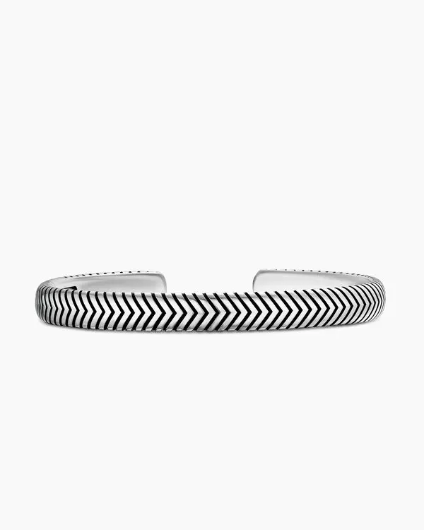 David Yurman Sterling Silver Chevron Cuff Bracelet - All Sterling Silver