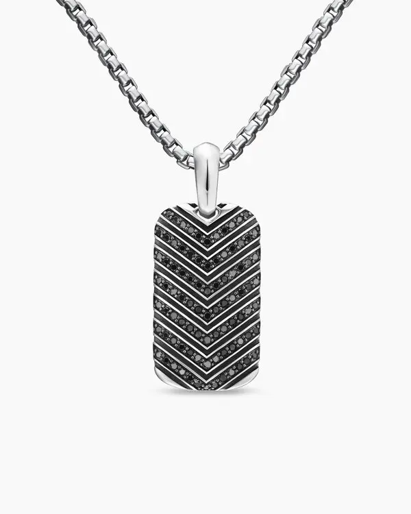 David Yurman Chevron Sterling Silver Tag - Black Diamond