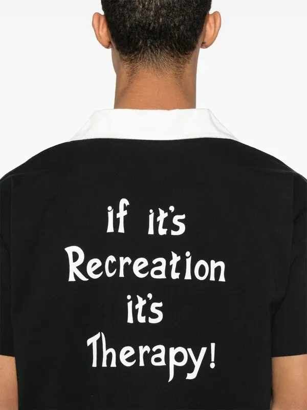 Bode Recreation Polo T-Shirt - Black | Editorialist