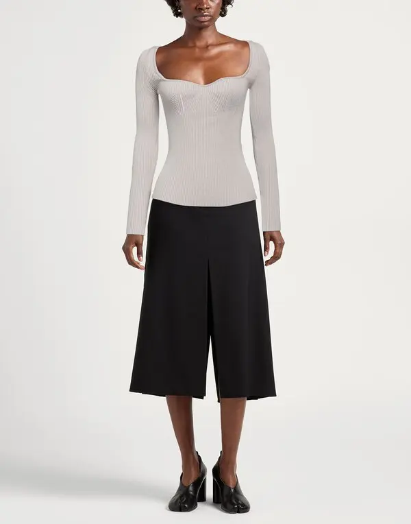 Elisabetta Franchi Ribbed Square Neck Long Sleeve Sweater