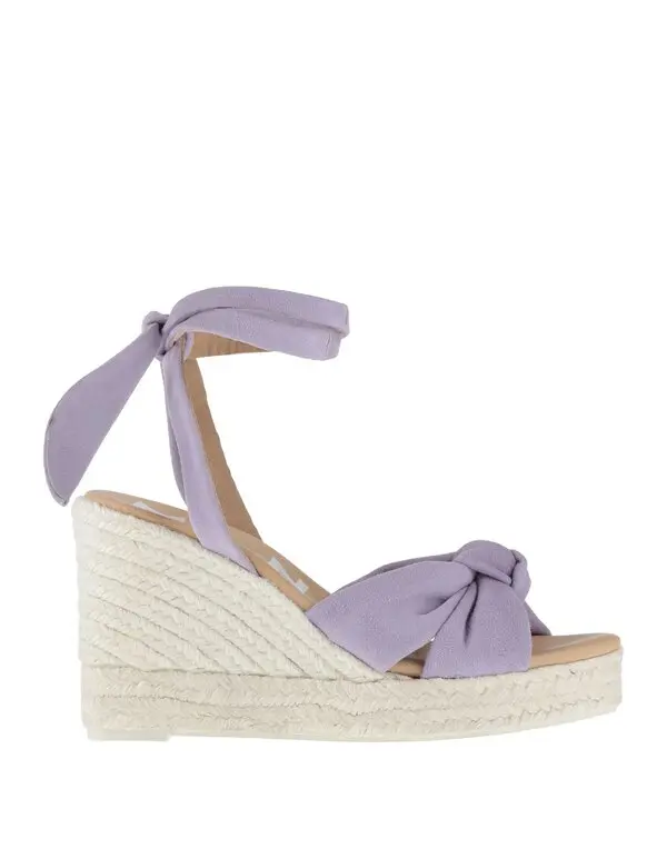 Manebí Espadrille Leather Wedge Sandals With Ankle Ties - Purple
