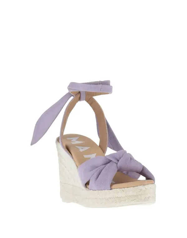 Manebí Espadrille Leather Wedge Sandals With Ankle Ties - Purple