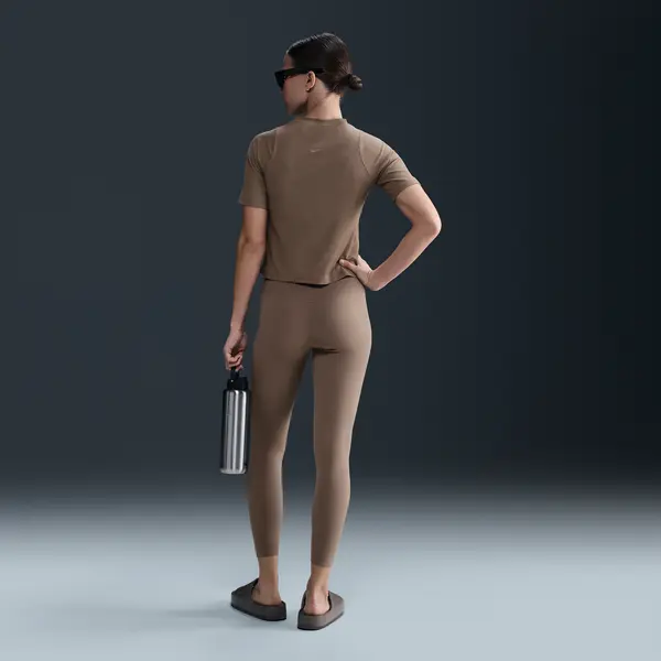 Nike Zenvy Rib Dri-fit Short-sleeve Top - Brown