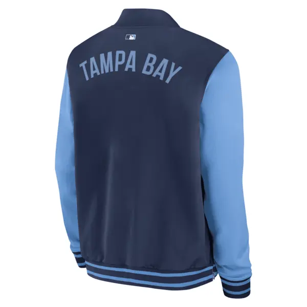 Nike Tampa Bay Rays Authentic Collection Dugout Mlb Full-zip Bomber Jacket - Blue