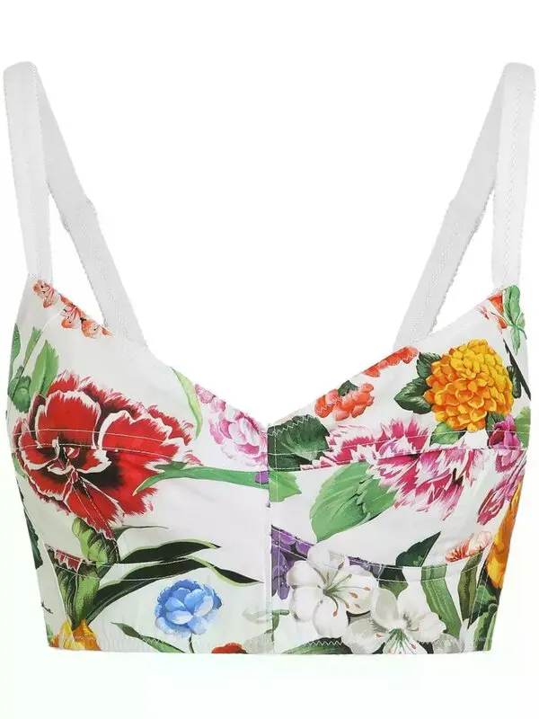 Dolce & Gabbana Floral-print Crop Top - White