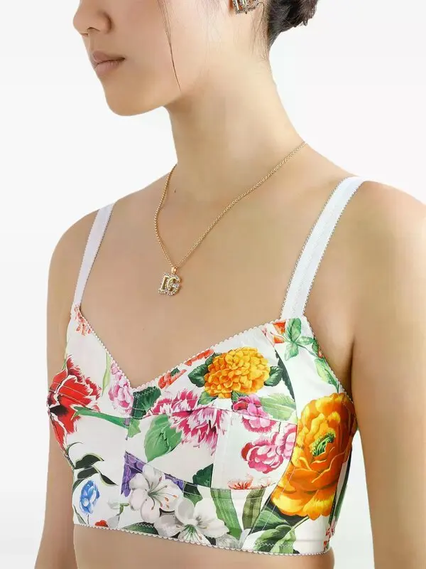 Dolce & Gabbana Floral-print Crop Top - White