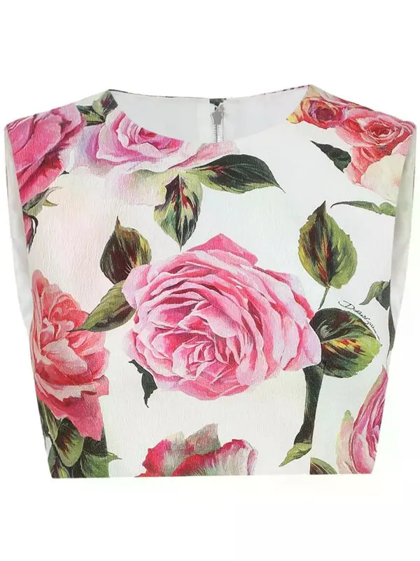 Dolce & Gabbana Printed Crop Top - White
