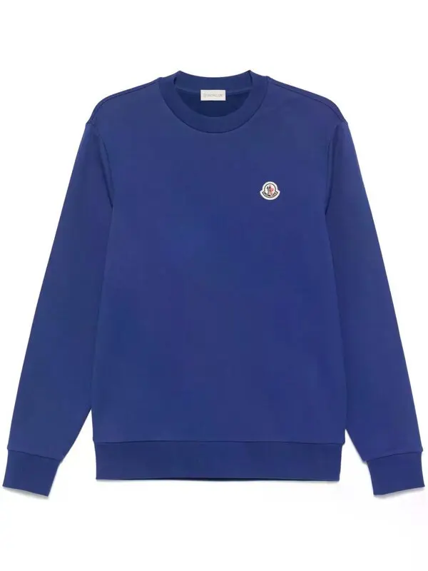 Moncler Logo-Patch Cotton Sweatshirt - Blue | Editorialist