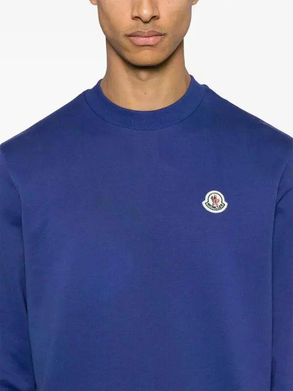 Moncler Logo-Patch Cotton Sweatshirt - Blue | Editorialist