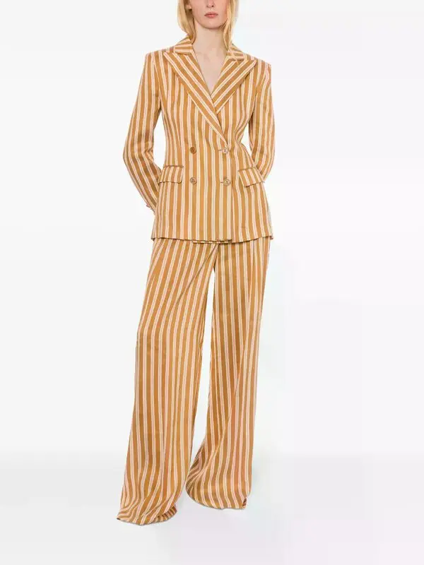 Alberta Ferretti Striped Double-breasted Blazer - Neutrals