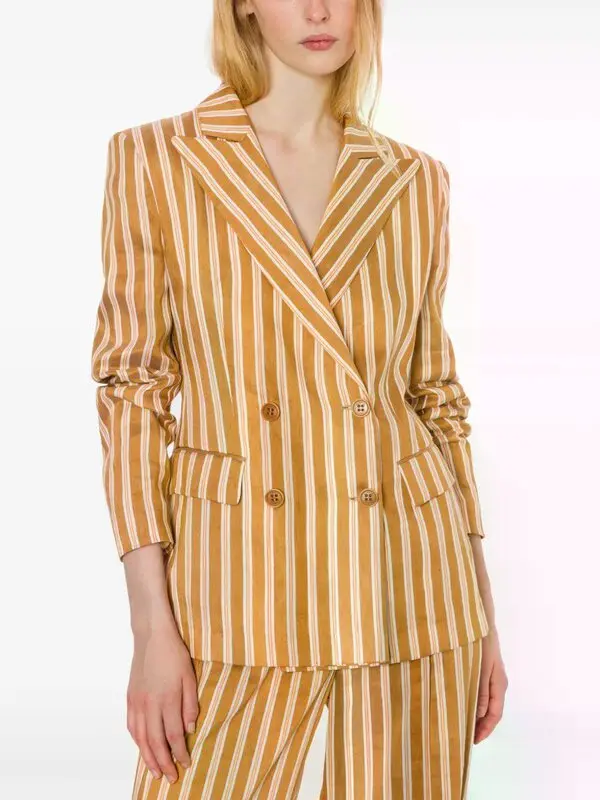 Alberta Ferretti Striped Double-breasted Blazer - Neutrals