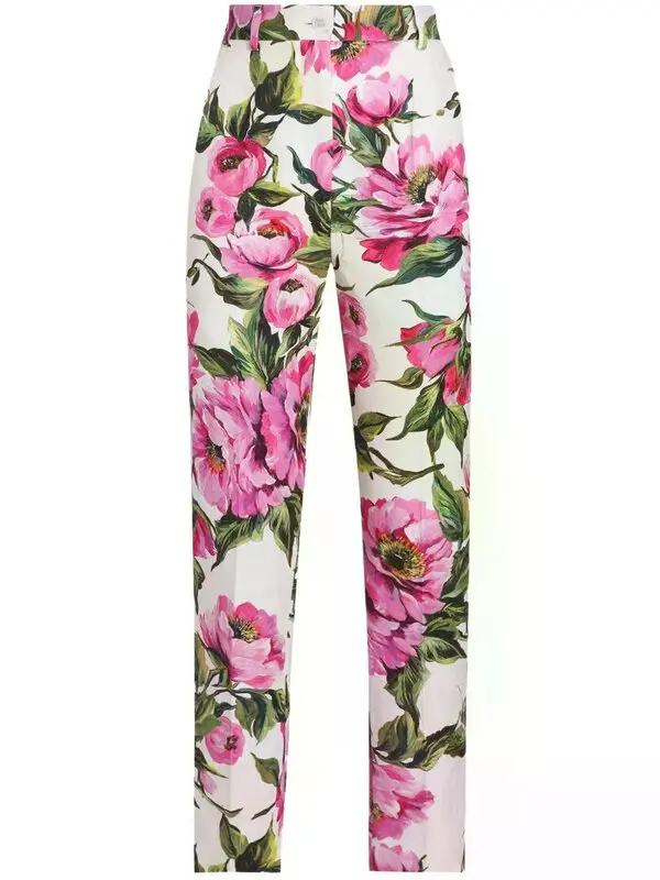 Dolce & Gabbana Floral-print Trousers - White