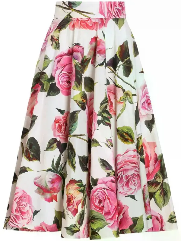 Dolce & Gabbana Floral-print Midi Skirt - White